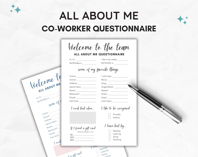 Get to Know You Question Coworker Questions Printable Employee Favorite ...