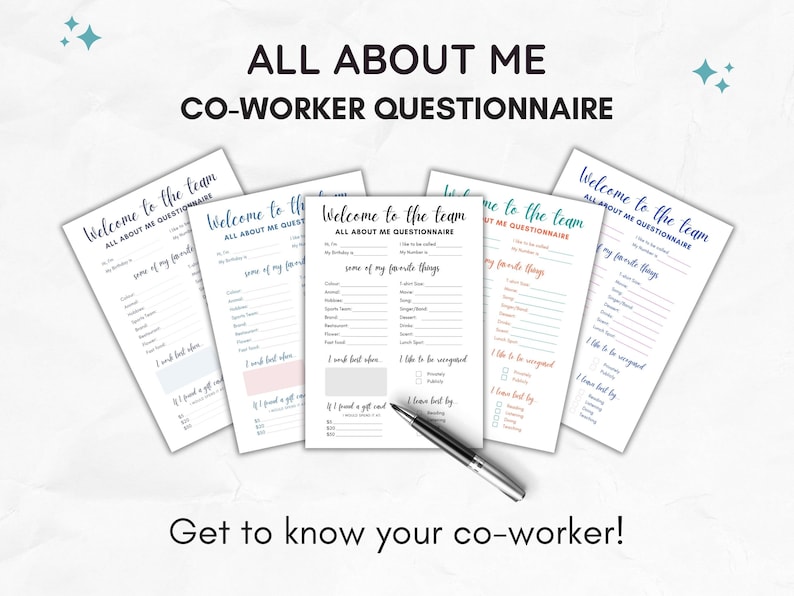 Coworker Questions Get to Know You Survey Printable All About Me ...