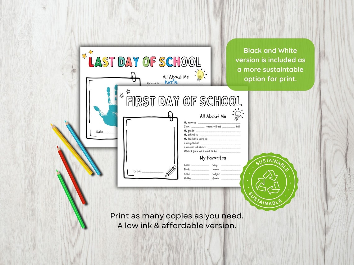First and Last Day of School Printable, Handprint Art, Handprint Craft ...
