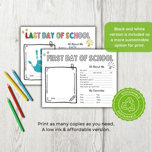 First and Last Day of School Printable, Handprint Art, Handprint Craft ...
