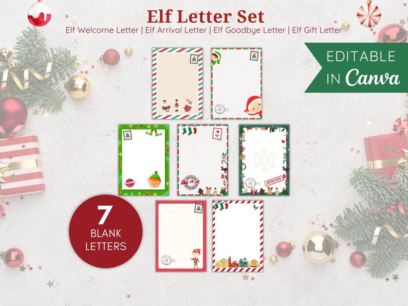 Editable Elf Letter Set, Arrival, Goodbye, and More (canva, PDF) - Etsy