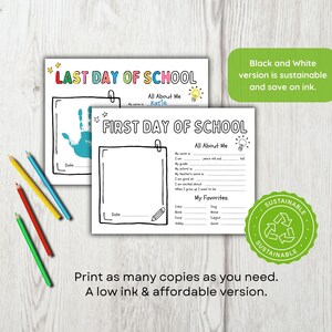 First and Last Day of School Interview Printable, Handprint Art, Back ...
