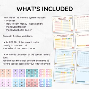 Editable Kids Reward Bucks PRINTABLE Reward Chart for Kids Reward ...