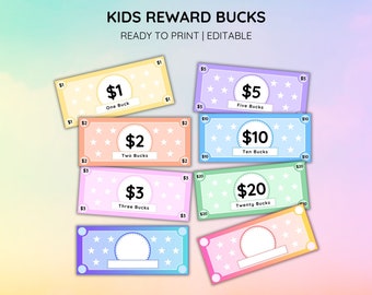 EDITABLE Mom Bucks, Play Money, Reward Bucks, Kids Reward System, Chore ...