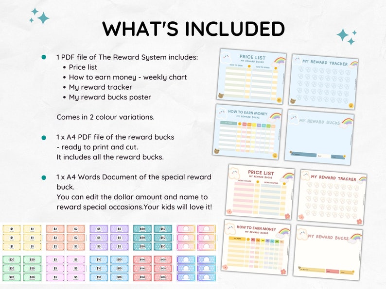 Editable Kids Reward Chart How to Earn Money Chore Chart for Kids ...