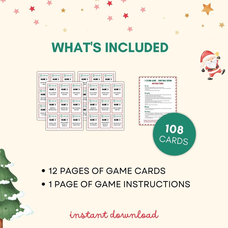 Christmas 5 Second Game | Printable Christmas Game | Christmas Party ...
