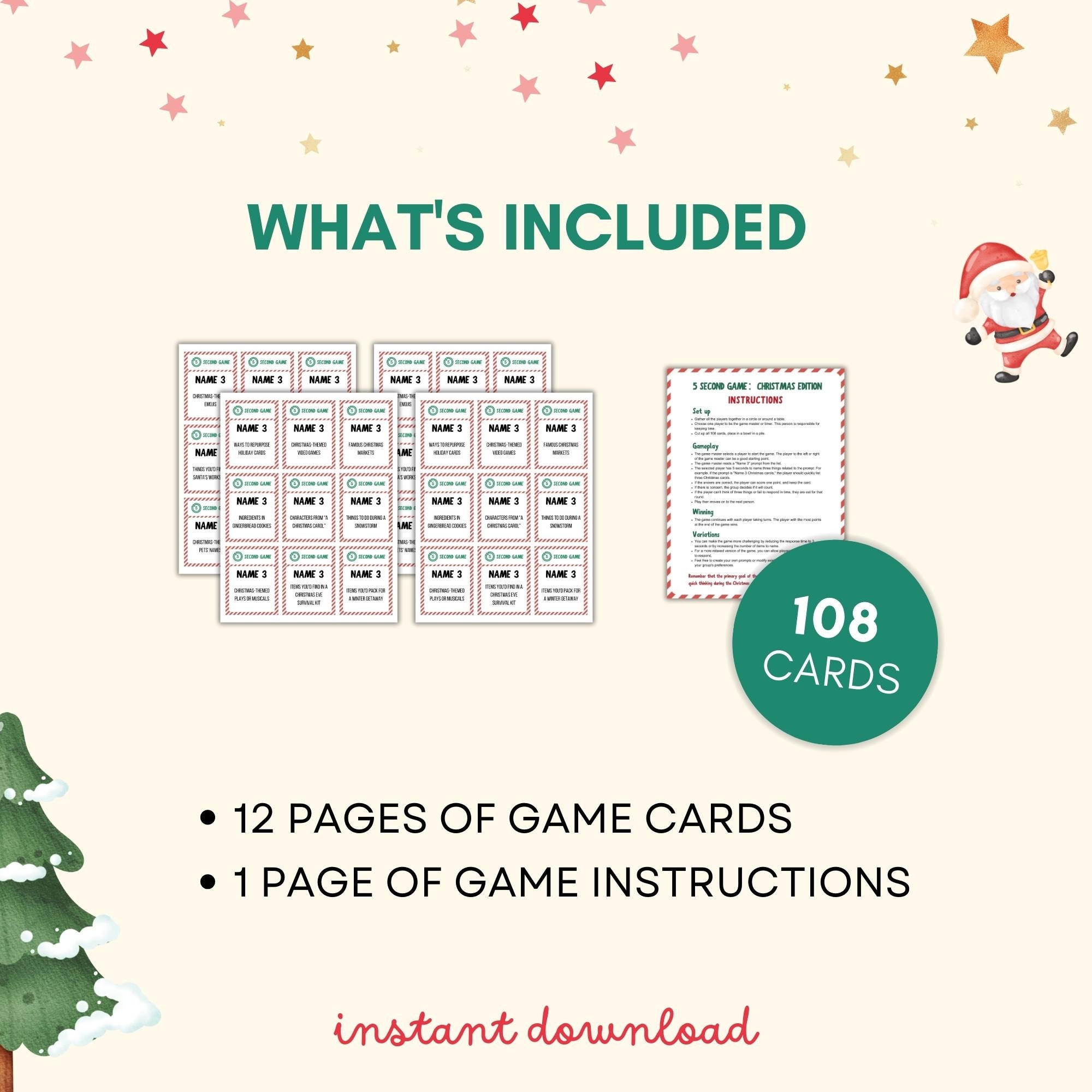 Christmas 5 Second Game | Printable Christmas Game | Christmas Party ...