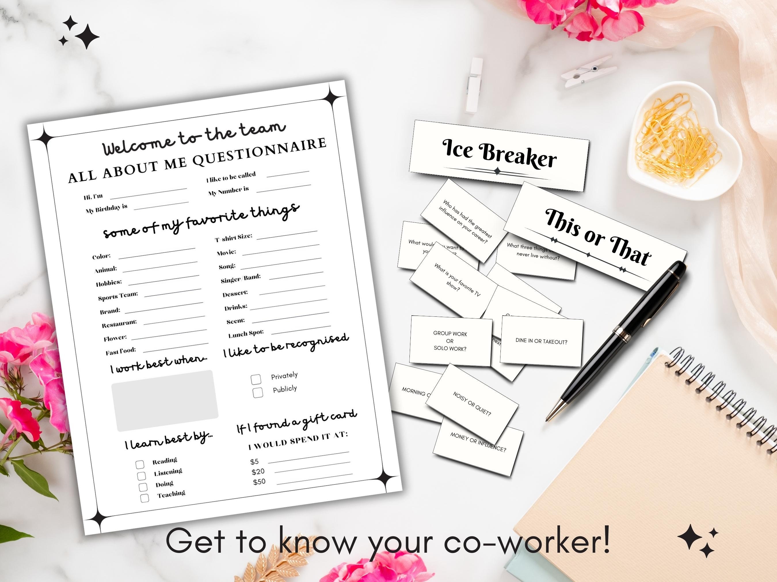 Coworker Questions Get to Know You Survey All About Me Employee ...