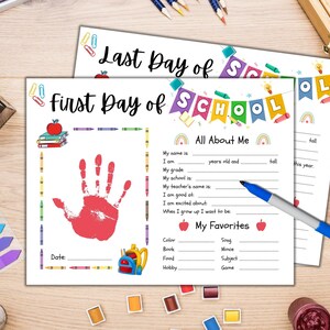 First and Last Day of School Interview Printable, Handprint Art, Back ...