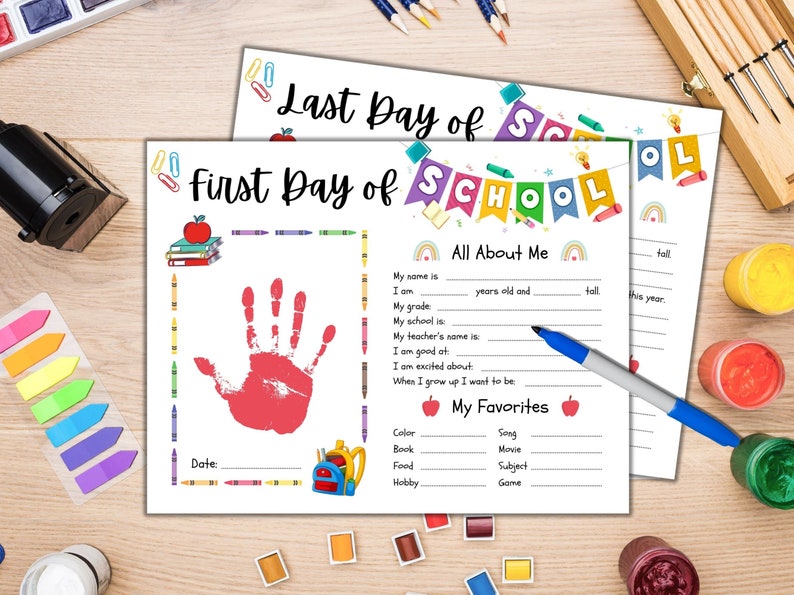 First and Last Day of School Interview Printable Handprint - Etsy Australia