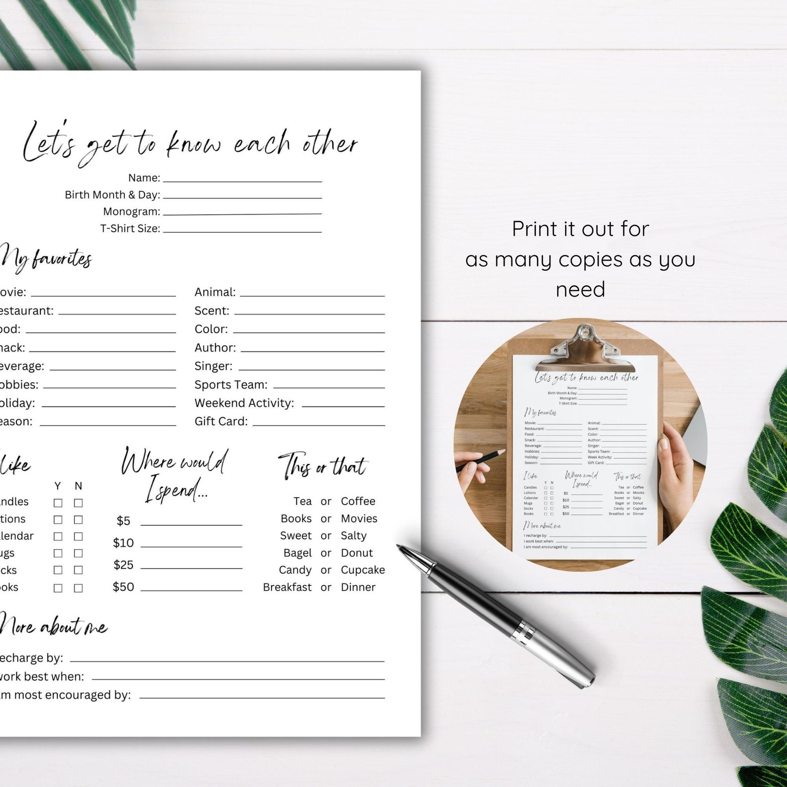 Get to Know You Question Coworker Questions Printable Employee Favorite ...