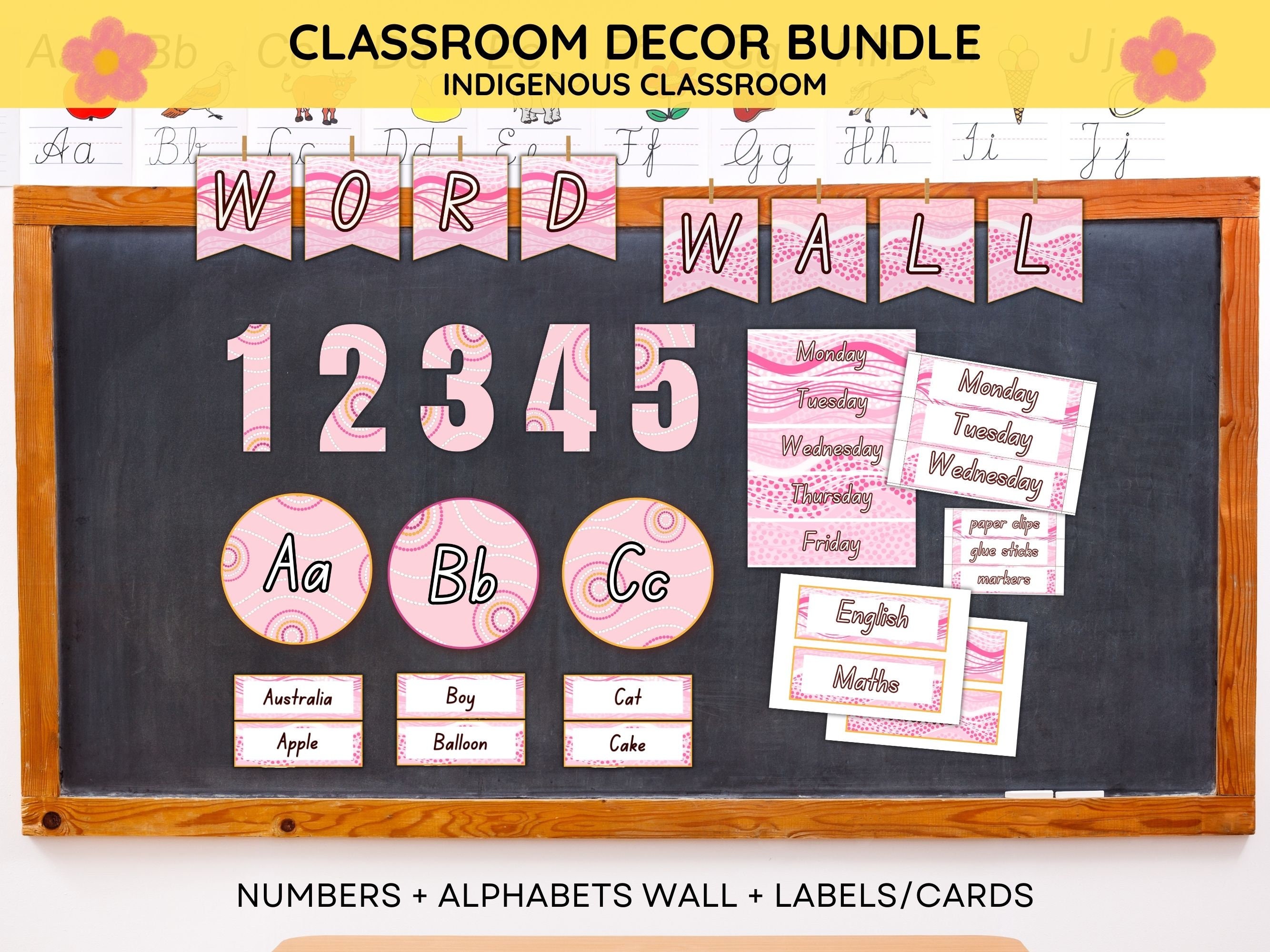 Indigenous Classroom Decor BUNDLE | Alphabets Word Wall + Numbers ...