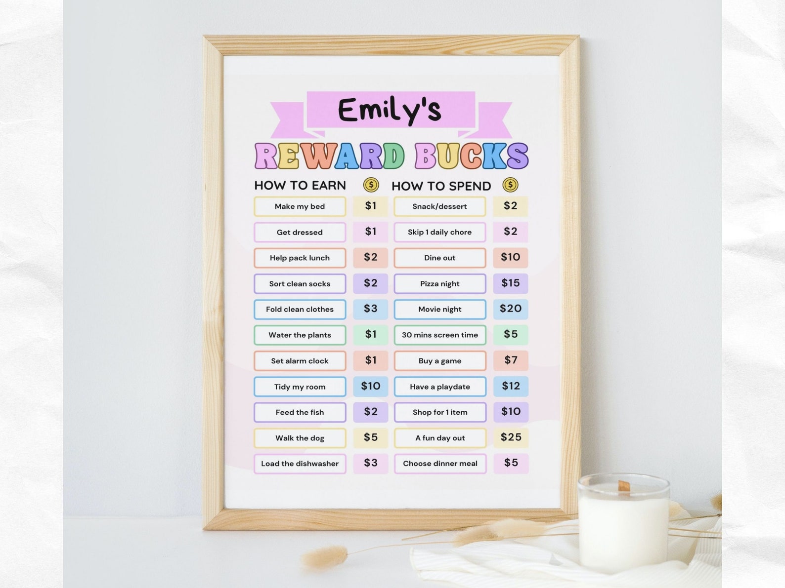 EDITABLE Kids Reward Bucks Printable Kids Reward Chore Bucks, Printable ...