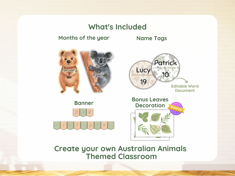 Australian Animals Birthday Bulletin Board Kit | Classroom Decor ...