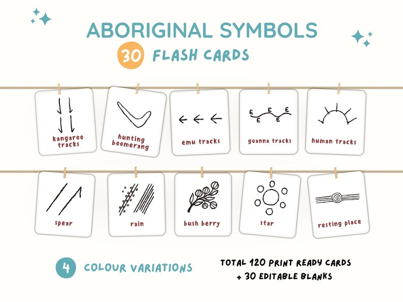 Indigenous Australian Aboriginal Symbol Flashcards Flash Cards ...
