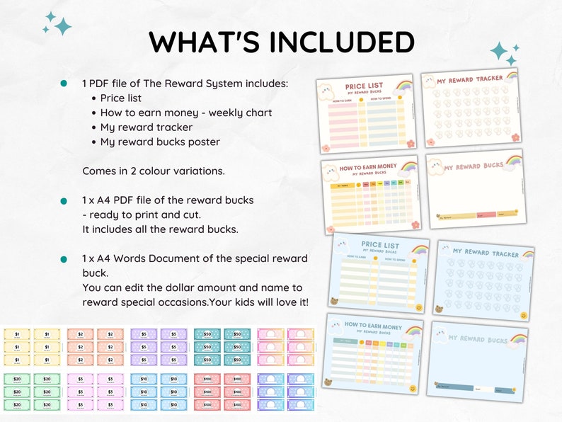 Editable Kids Reward Chart How to Earn Money Chore Chart for Kids ...