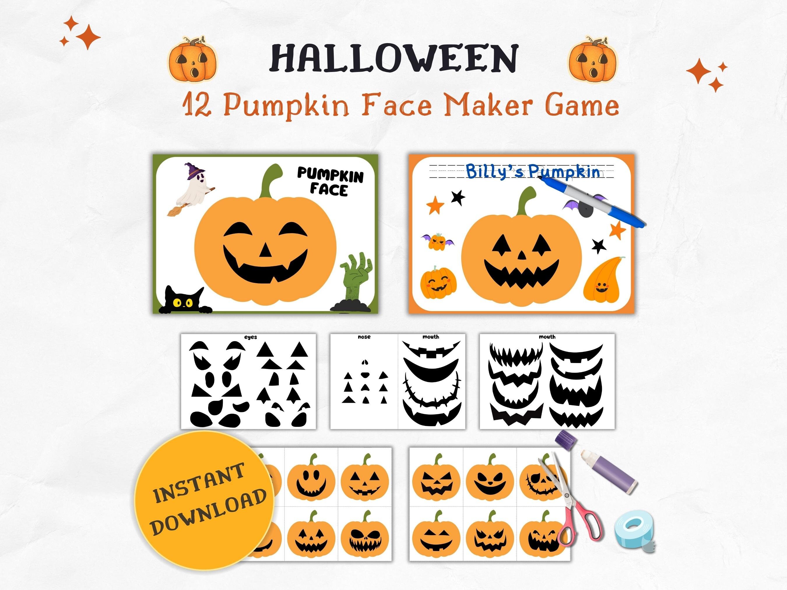 Jack O'lantern Printable Craft Halloween Pumpkin Faces Indoor Preschool ...