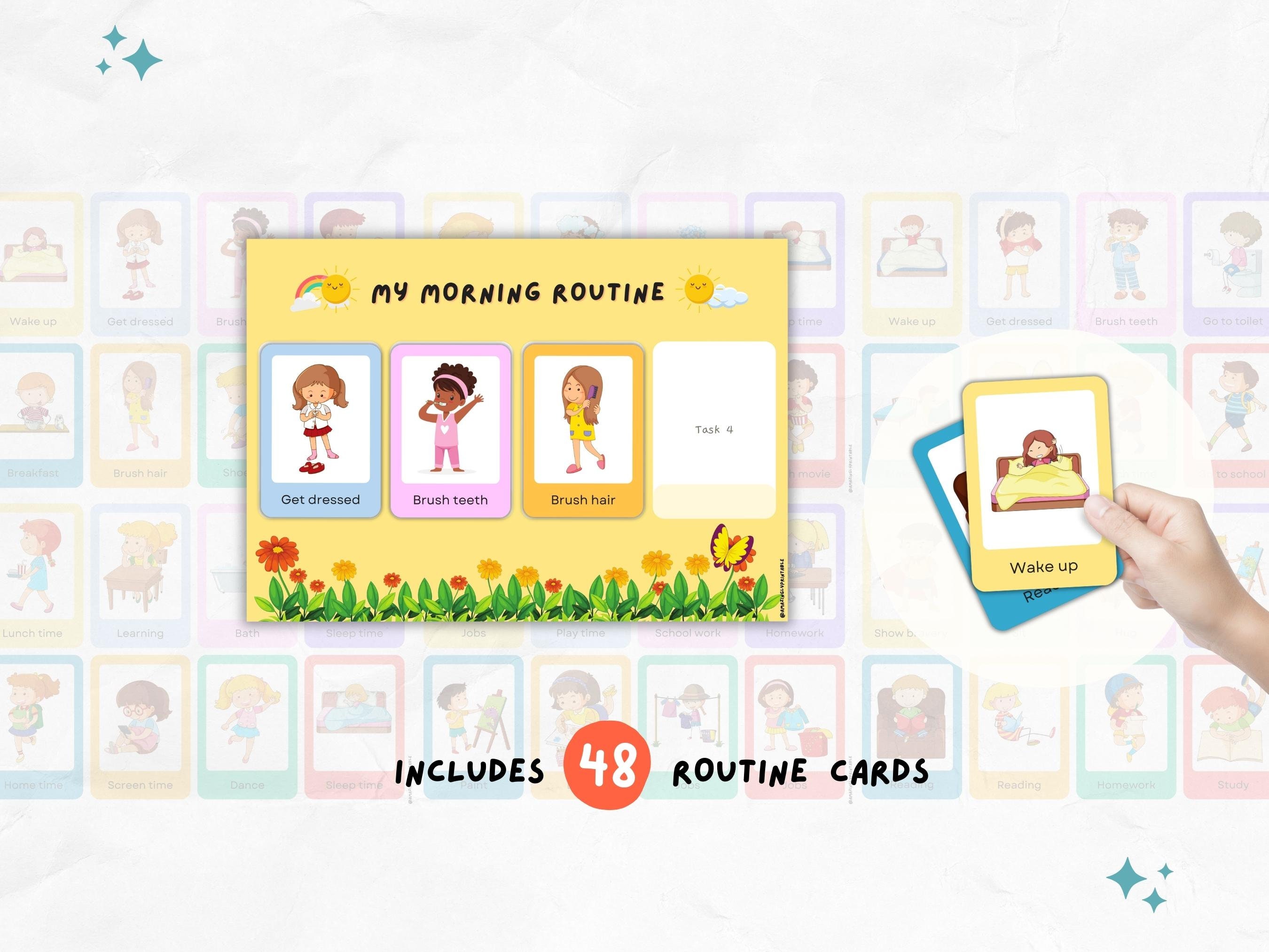 Visual Schedule Kids Routine Chart Toddler Morning Routine Printable ...