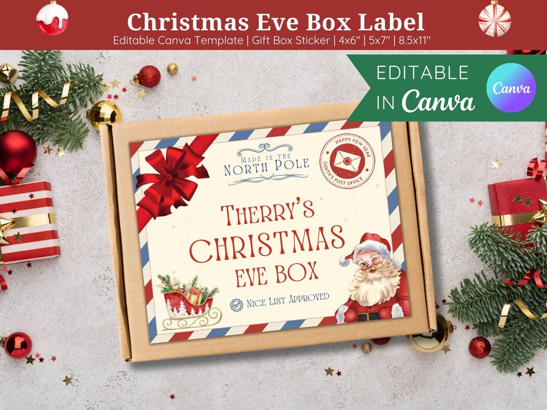 Editable Christmas Eve Box Label, Night Before Christmas Box, Christmas ...