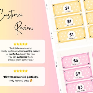 Editable Reward Bucks for Kids Printable Pretend Play Money Allowance ...