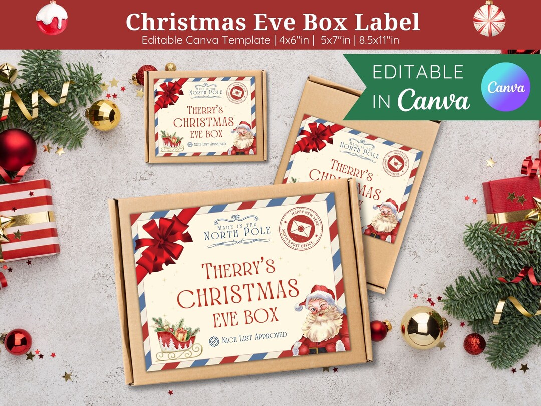 EDITABLE Christmas Eve Box Label Christmas Eve Box Sign Special ...