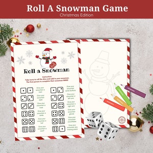 Roll A Snowman Game Printable Christmas Game Winter Activity for Kids ...