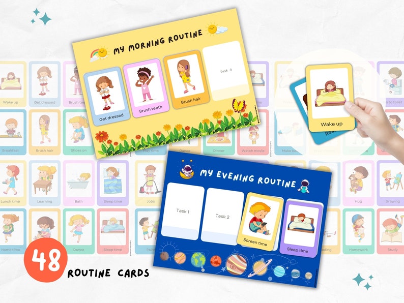 Visual Schedule Kids Routine Chart Toddler Morning Routine Printable ...