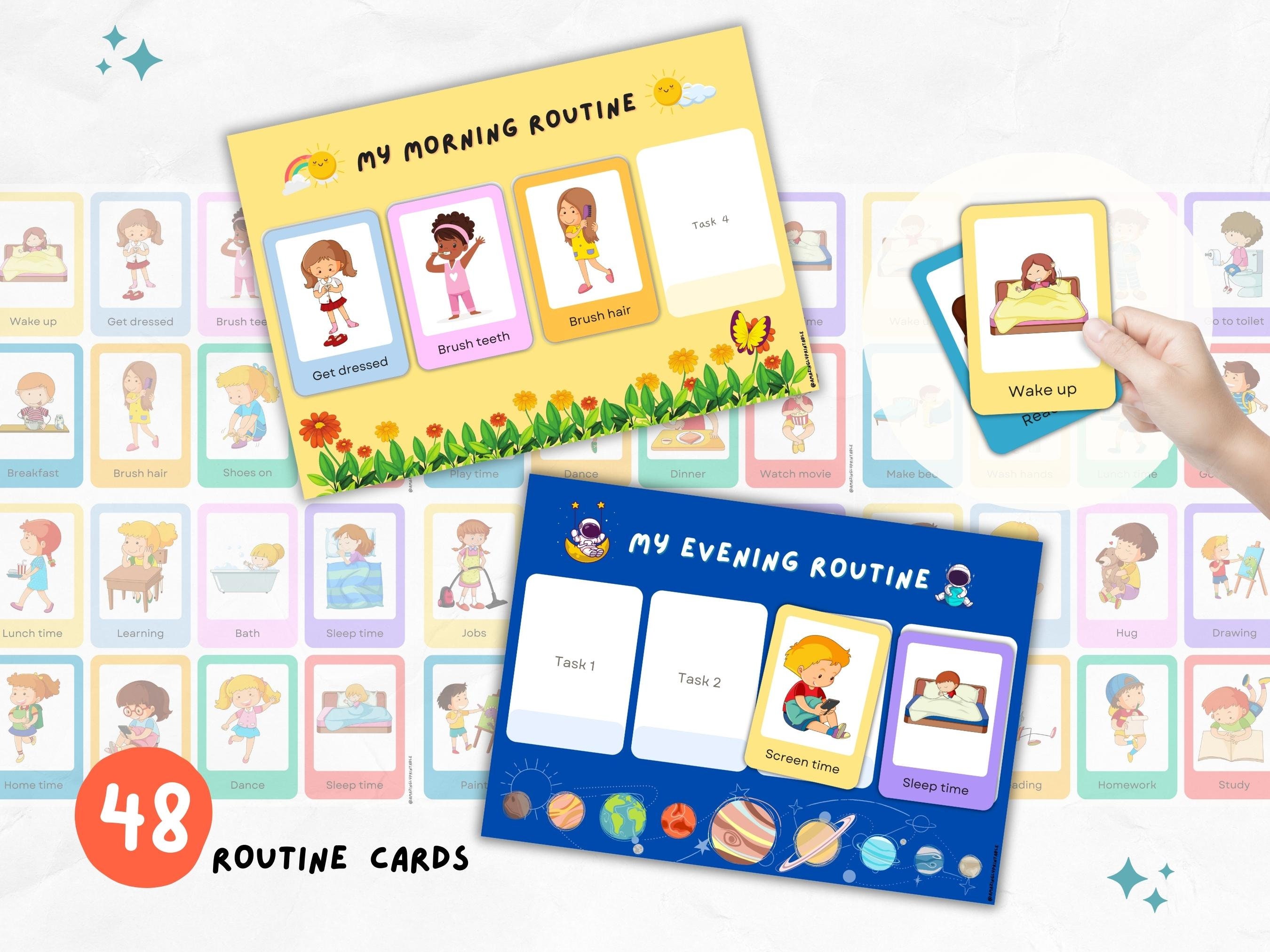 Visual Schedule Kids Routine Chart Toddler Morning Routine Printable ...