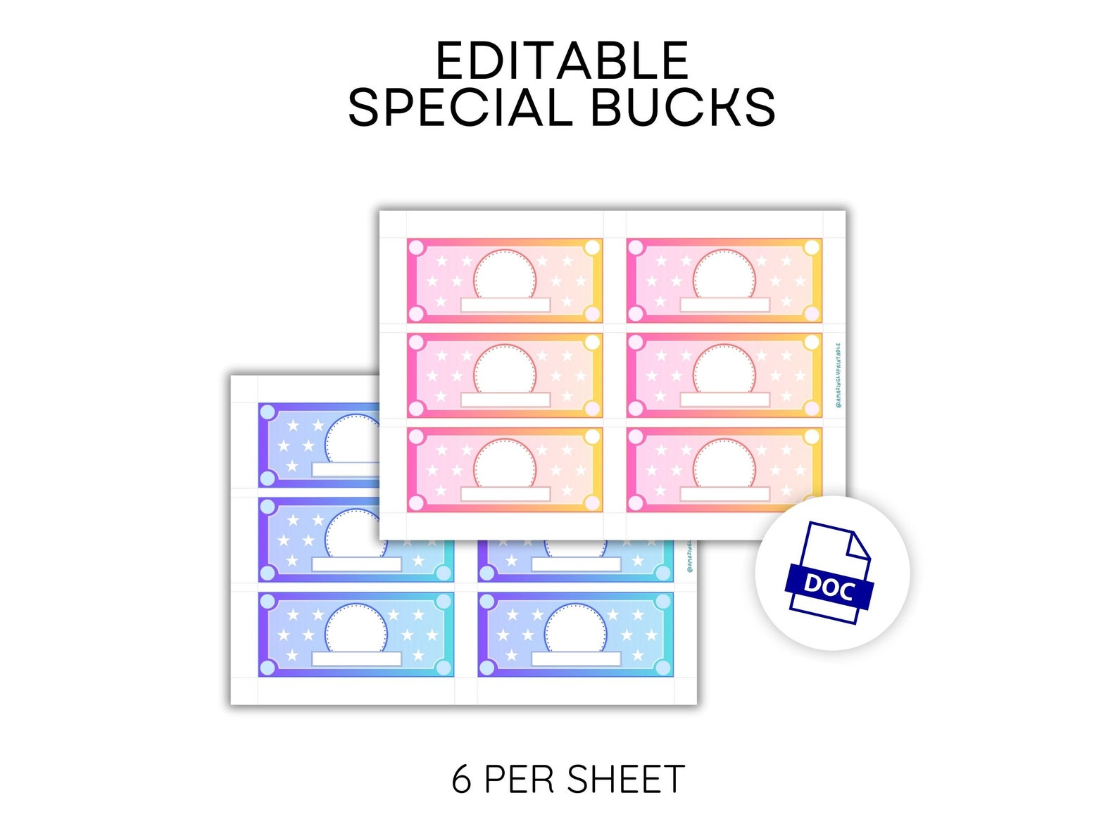 Editable Reward Bucks for Kids Printable Pretend Play Money Allowance ...