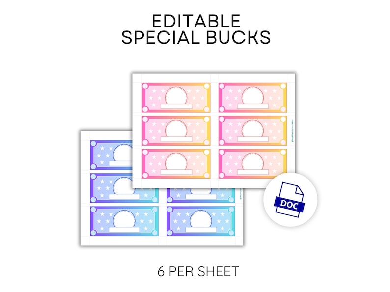 Editable Reward Bucks for Kids Printable Pretend Play Money Allowance ...
