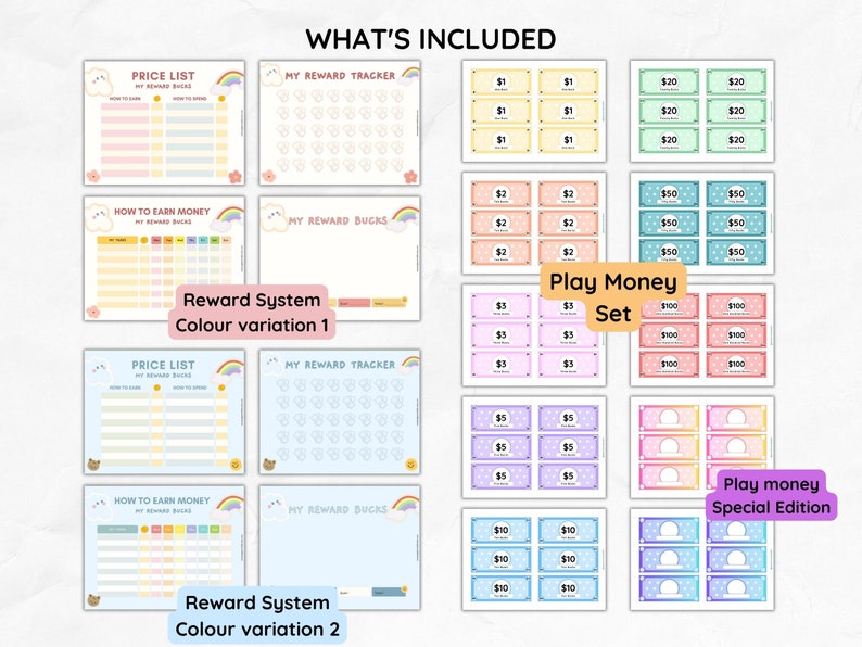 Editable Kids Reward Bucks PRINTABLE Reward Chart for Kids Reward ...