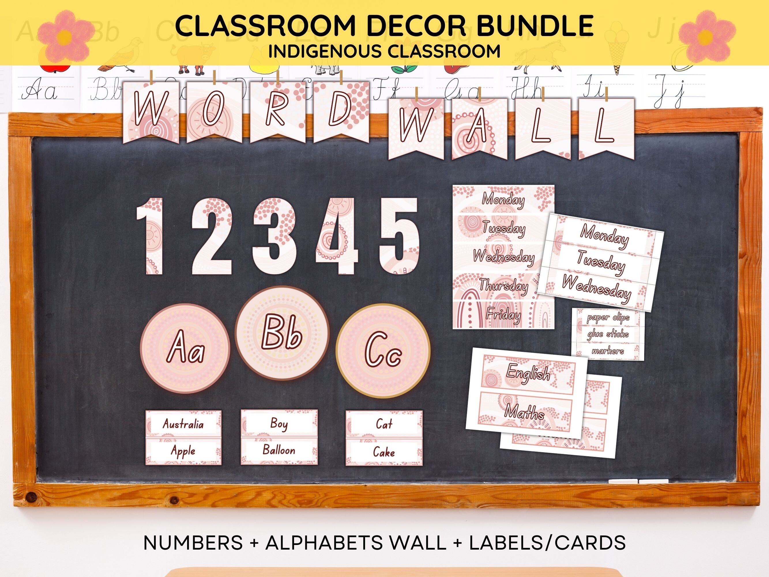 Indigenous Classroom Decor BUNDLE | Alphabets Word Wall + Numbers ...