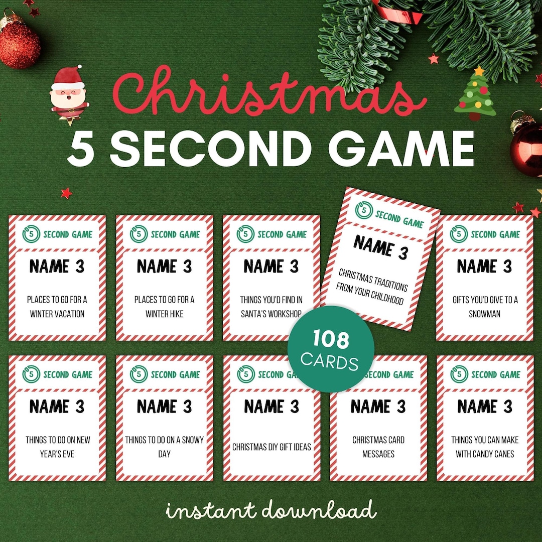 Christmas 5 Second Game | Printable Christmas Game | Christmas Party ...