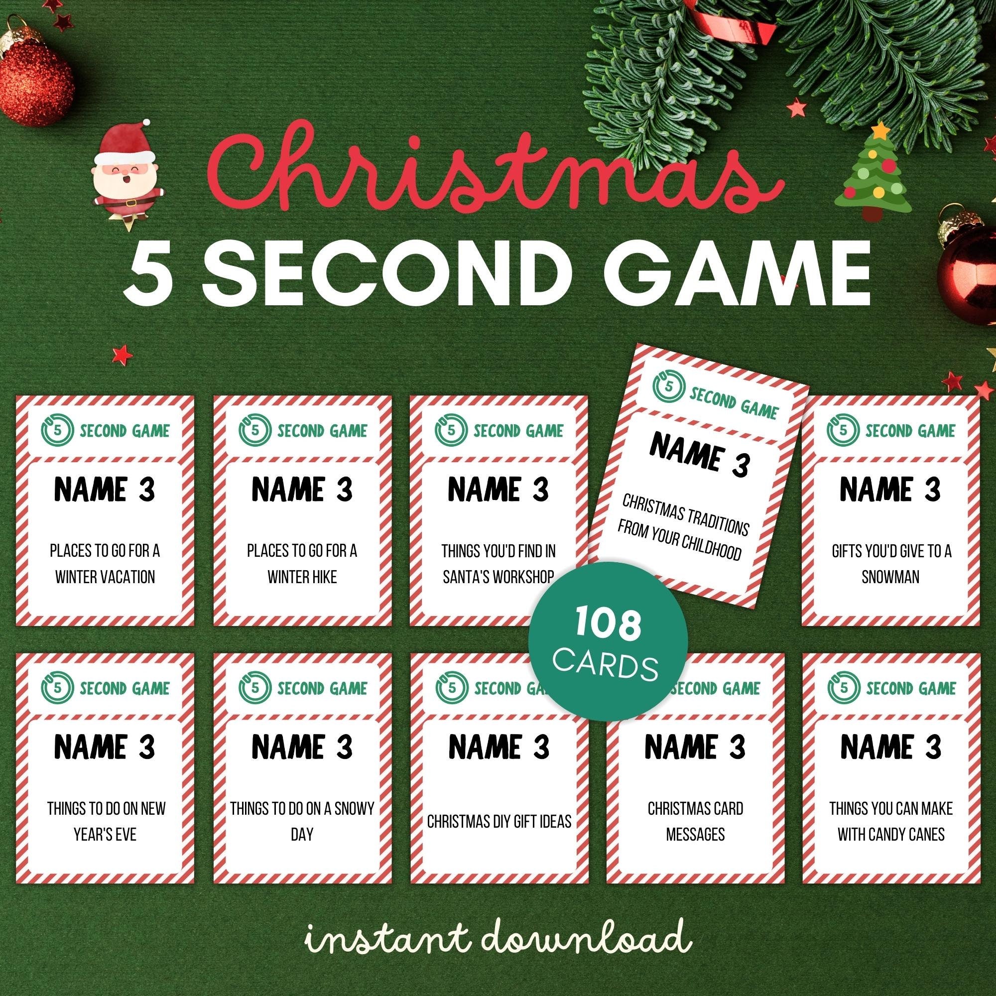 Christmas 5 Second Game | Printable Christmas Game | Christmas Party ...