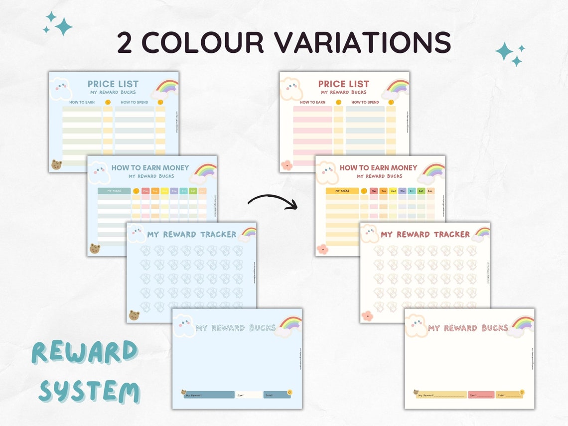 Editable Kids Reward Chart How to Earn Money Chore Chart for Kids ...