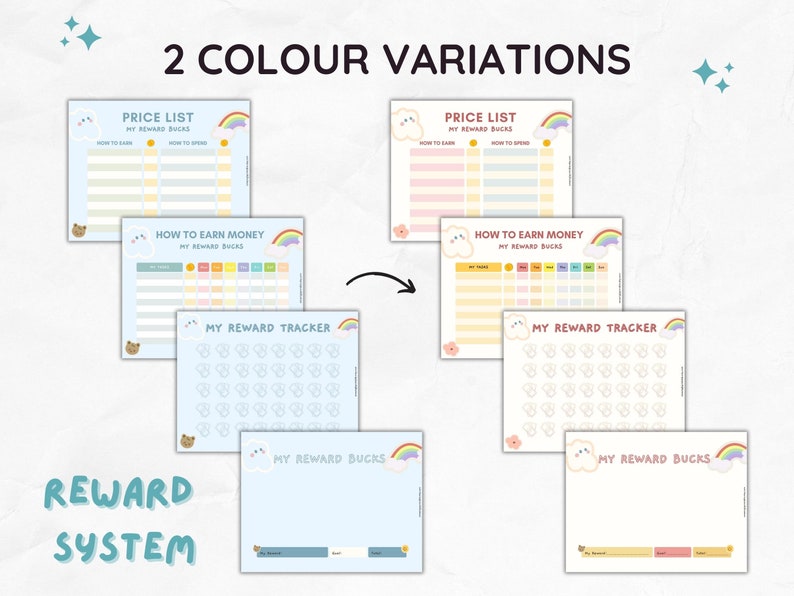 Editable Kids Reward Chart: Chore Chart & Play Money (PDF) - Etsy