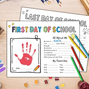 First and Last Day of School Interview Printable, Handprint Art, Back ...
