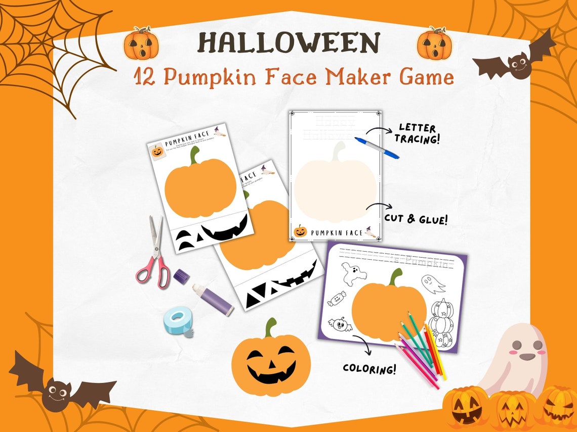 Build A Jack-o-lantern Activity Sheets Pumpkin Face Pumpkin Toddler ...