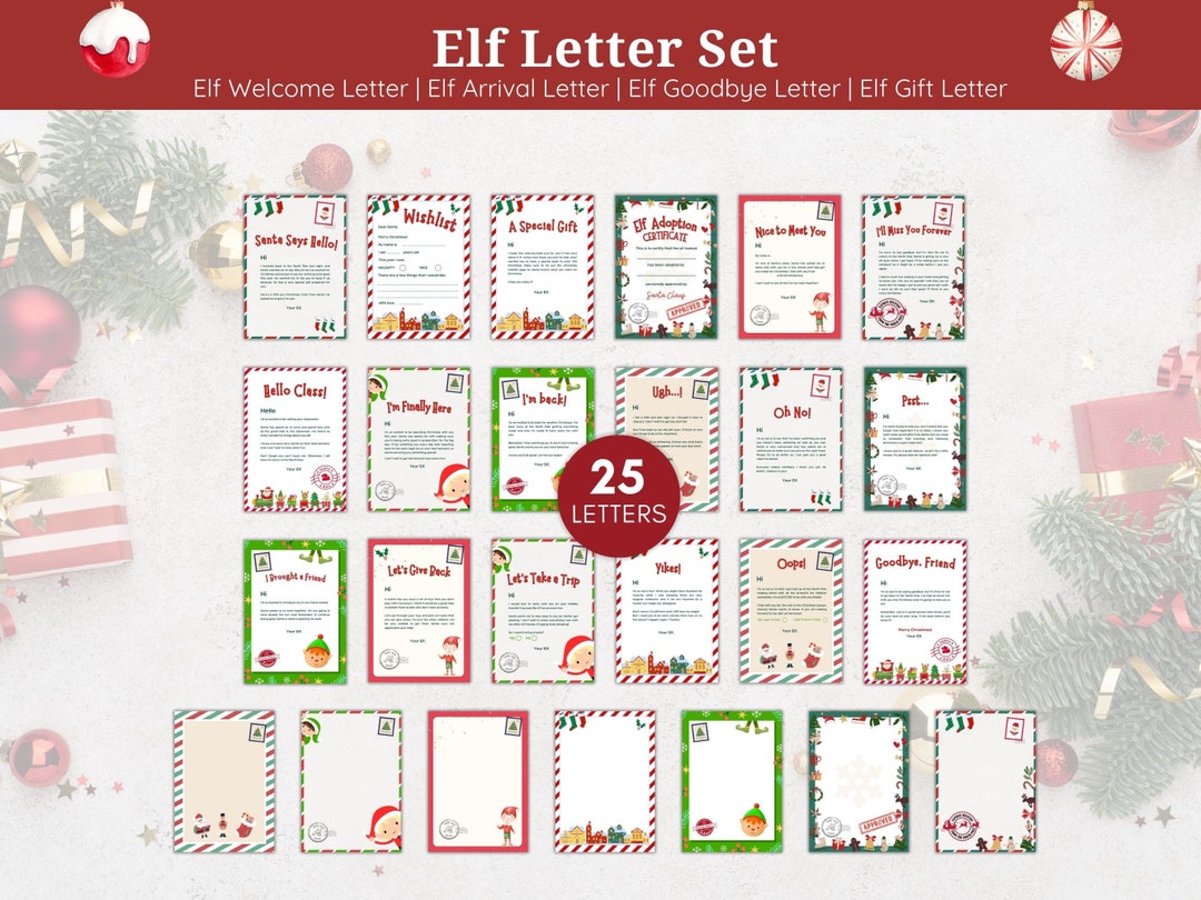 Christmas Elf Letter Printable Bundle, Editable Canva Template - Etsy