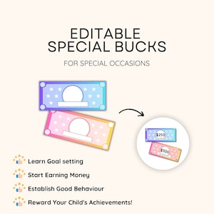 Reward Bucks for Kids Printable Play Money Editable Allowance Money Mom ...