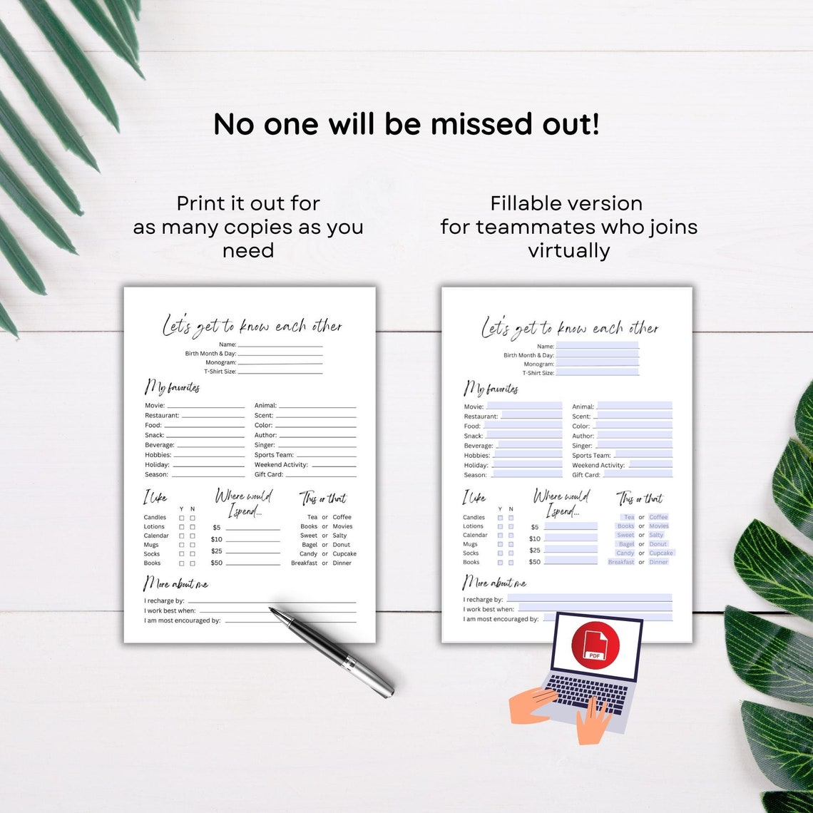 Get to Know You Question Coworker Questions Printable Employee Favorite ...