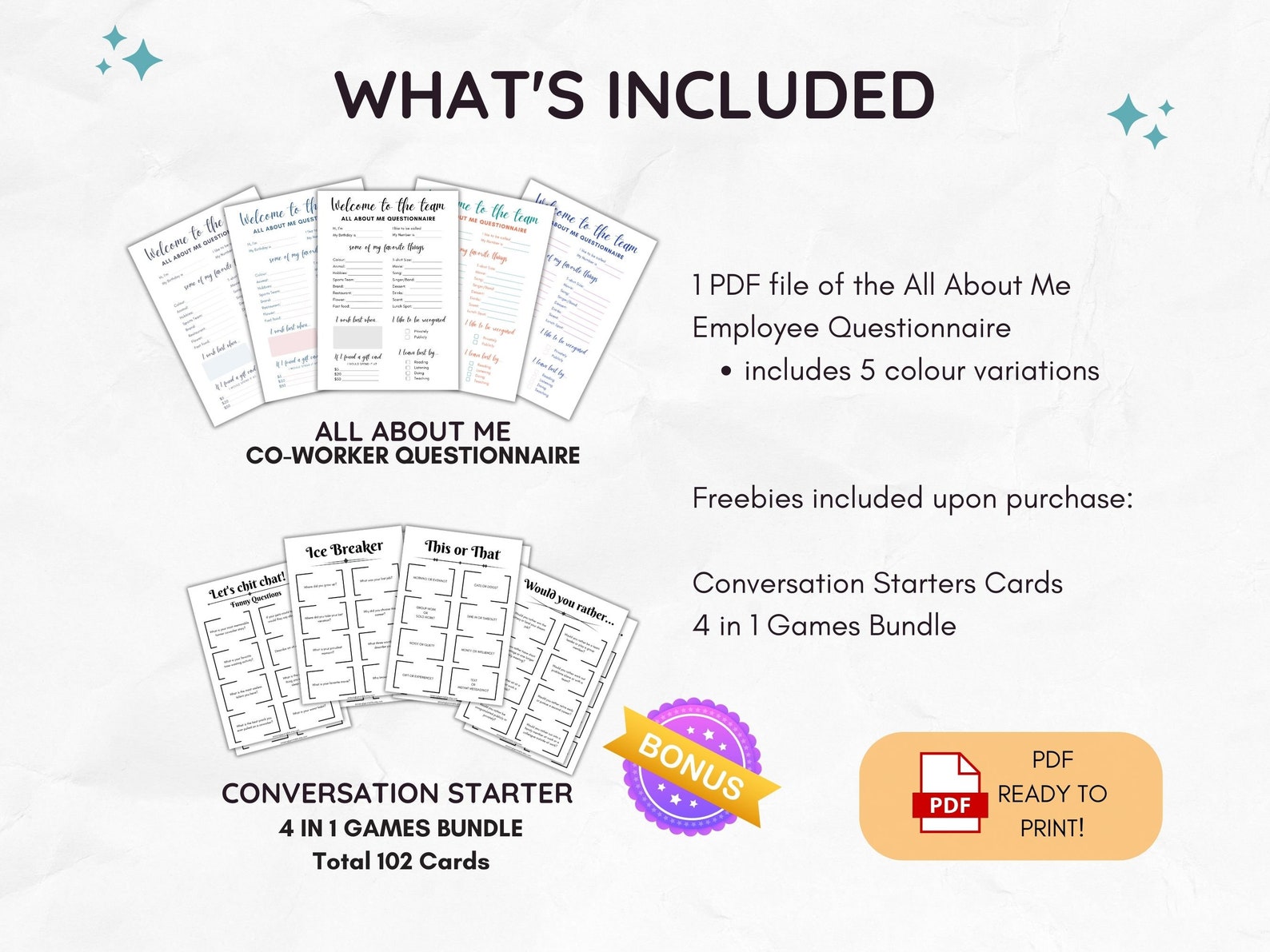 Coworker Questions Get to Know You Survey Printable All About Me ...