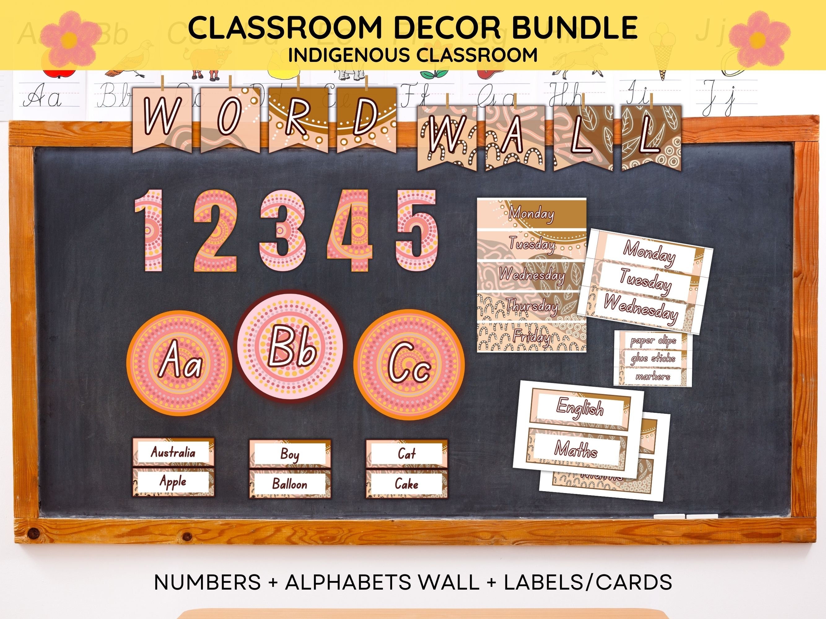 Indigenous Classroom Decor BUNDLE | Alphabets Word Wall + Numbers ...