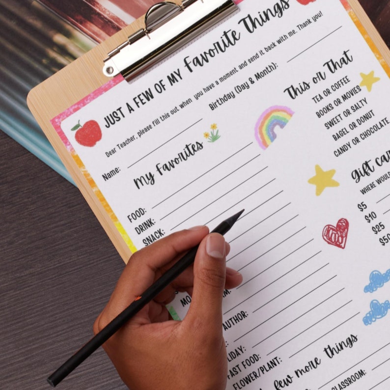 Favorite Things, Printable, Teacher Favorites, Questionnaire, Teacher ...