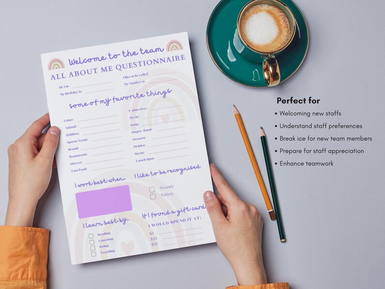 Coworker Questions Get to Know You Survey All About Me Employee ...