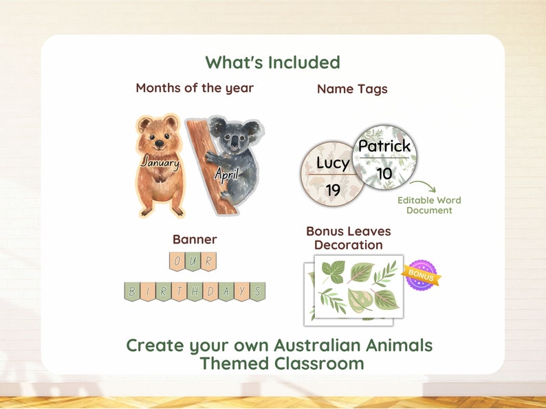 Australian Animals Birthday Bulletin Board Kit | Editable Australian ...