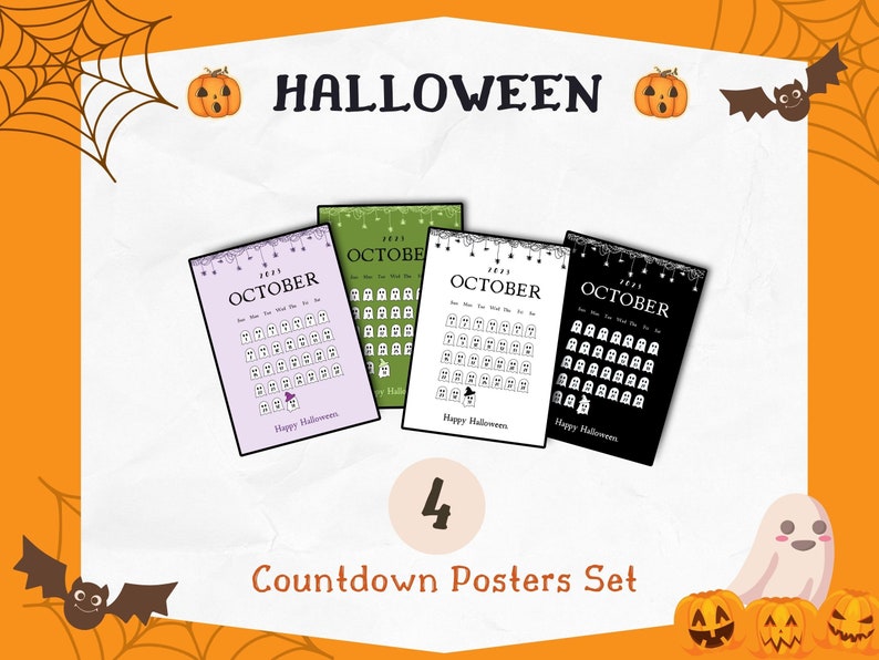 Halloween Countdown Calendar Posters, Set of 4 (digital Download) - Etsy