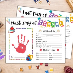 First and Last Day of School Printable, Handprint Art, Handprint Craft ...