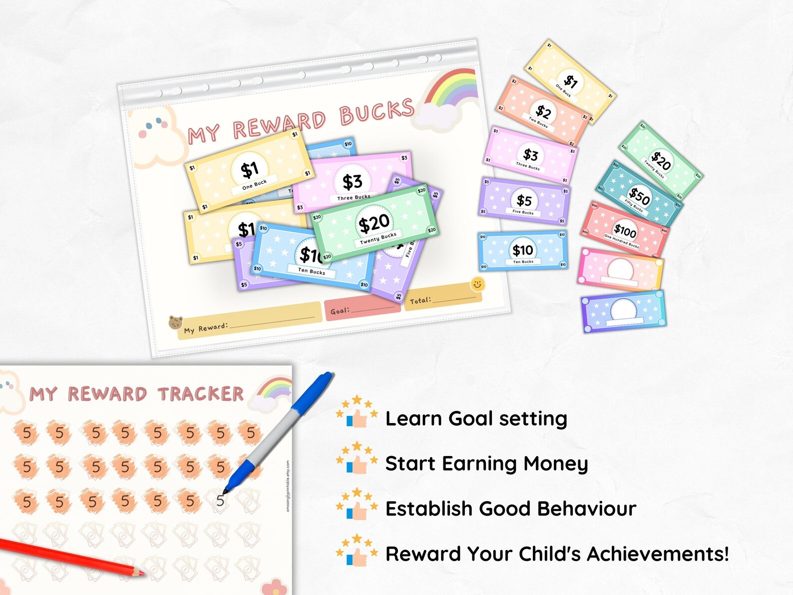 Editable Kids Reward Chart: Chore Chart & Play Money (printable) - Etsy