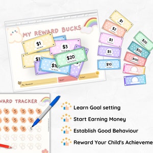 Editable Kids Reward Bucks PRINTABLE Reward Chart for Kids Reward ...
